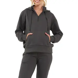 RIPE MATERNITY Nicky Maternity/nursing Quarter Zip Hoodie - Slate