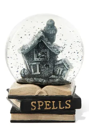 GLITZHOME 100mm Halloween Polyresin Haunted House Water Globe - Black