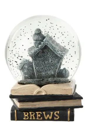 GLITZHOME 100mm Halloween Polyresin Haunted House Water Globe