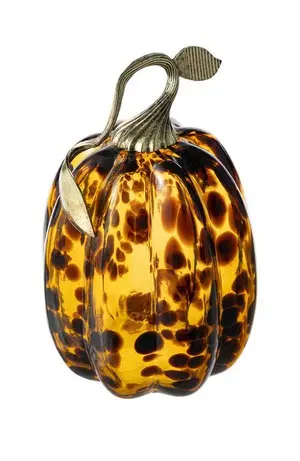 GLITZHOME Fall Multi-style Short Glass Pumpkins - Black