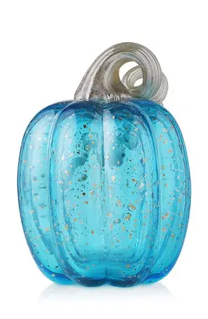 GLITZHOME Fall Multi-style Short Glass Pumpkins - Blue