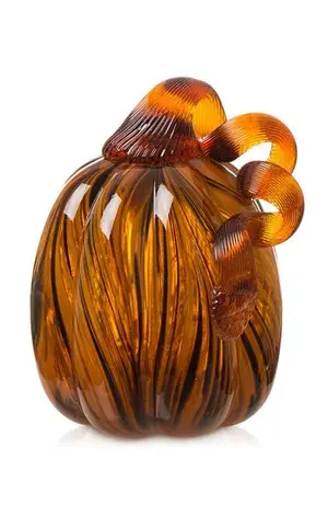 GLITZHOME Fall Multi-style Short Glass Pumpkins - Brown