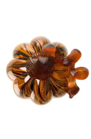 GLITZHOME Fall Multi-style Short Glass Pumpkins - Brown