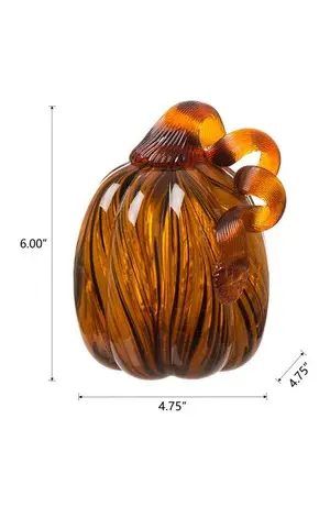 GLITZHOME Fall Multi-style Short Glass Pumpkins - Brown