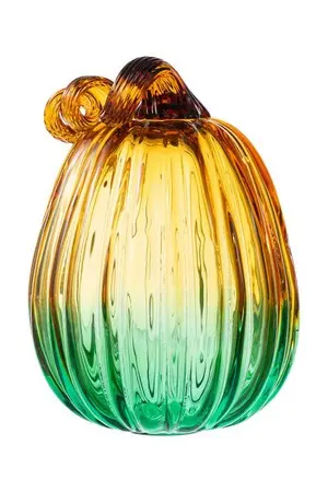 GLITZHOME Fall Multi-style Short Glass Pumpkins - Green