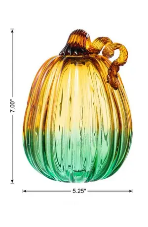 GLITZHOME Fall Multi-style Short Glass Pumpkins - Green