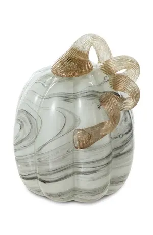 GLITZHOME Fall Multi-style Short Glass Pumpkins Grey