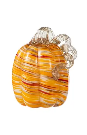 GLITZHOME Fall Multi-style Short Glass Pumpkins Orange