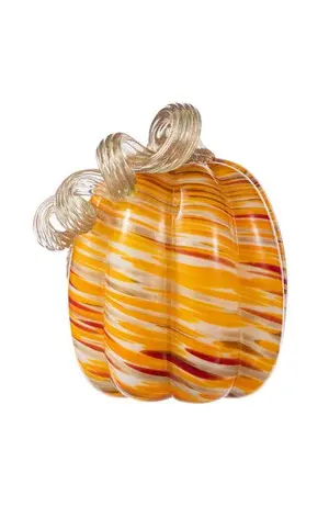 GLITZHOME Fall Multi-style Short Glass Pumpkins - Orange