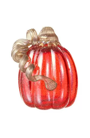 GLITZHOME Fall Multi-style Short Glass Pumpkins Red