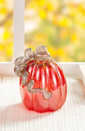 GLITZHOME Fall Multi-style Short Glass Pumpkins - Red
