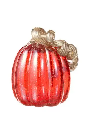GLITZHOME Fall Multi-style Short Glass Pumpkins - Red