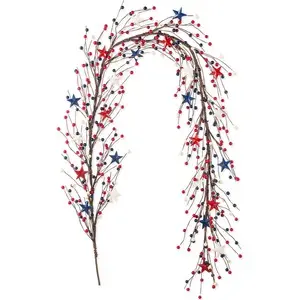 GLITZHOME 72"l Patriotic Americana Stars & Berry Garland - Blue