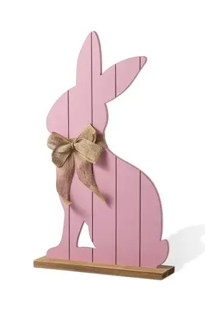 GLITZHOME Easter Wooden Bunny Porch Decor - Pink