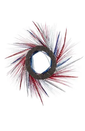 GLITZHOME Patriotic Americana Tinsel And Heather Wreath