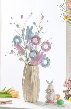 GLITZHOME Set Of 2 28"h Easter Glitter Egg Artificial Picks - Blue