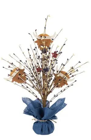 GLITZHOME 21"h Patriotic Americana Highland Cow And Berry Table Tree