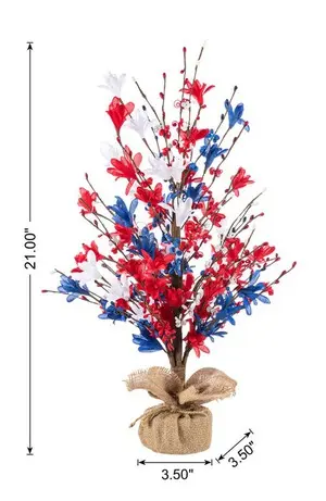 GLITZHOME 21"h Patriotic Americana Floral Table Tree