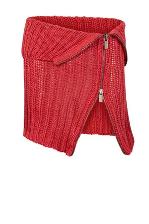 PCFG Cashmere Blend Zipped Knit Mini Skirt - Red