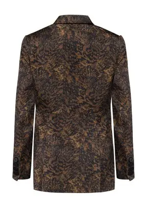 PCFG Print Long Jacket With Shoulder Pads - Leopard