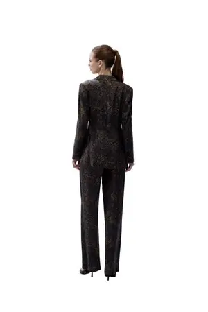 PCFG Print Long Jacket With Shoulder Pads - Leopard