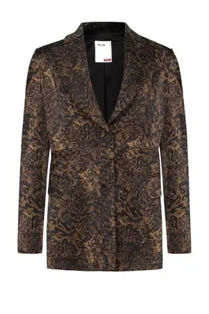 PCFG Print Long Jacket With Shoulder Pads - Leopard