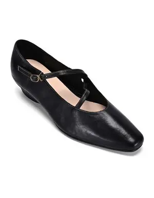 OLD TREND Ribbon Genuine Leather Mary Jane Heels - Black