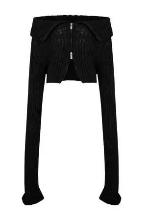 PCFG Cashmere Blend Knit Crop Top - Black