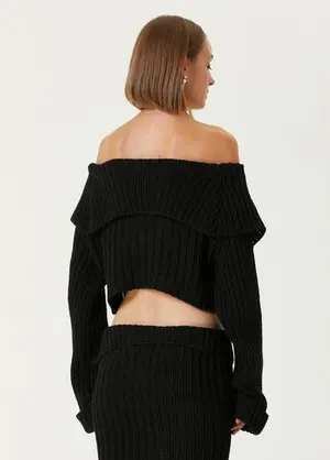 PCFG Cashmere Blend Knit Crop Top - Black