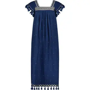 MER ST. BARTH Maxi Sandrine Tassels Dress - Blue