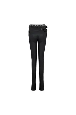 PCFG High-waist Double-belted Skinny Denim Pants