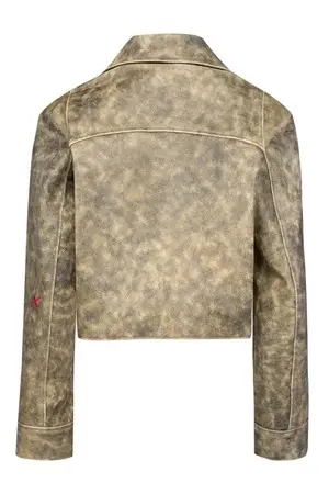 PCFG Two-tone Leather Crop Jacket - Grey
