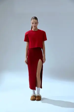 PCFG Cotton Shoulder Padded Cropped T-shirt