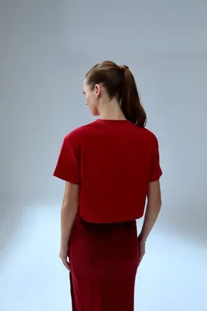 PCFG Cotton Shoulder Padded Cropped T-shirt