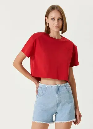 PCFG Cotton Shoulder Padded Cropped T-shirt