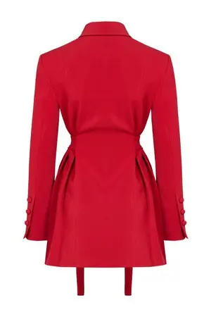 PCFG Wool Blend Jacket Dress - Red