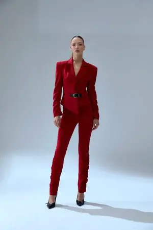 PCFG Wool Blend Your *itch Draped Pant - Red