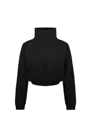 PCFG PCFG Cotton Destroyed High Neck Sweatshirt Black