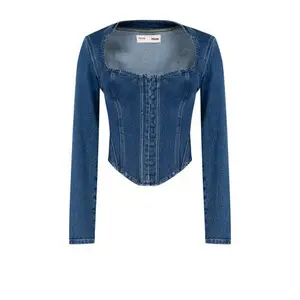 PCFG Corset Denim Top With Square Neckline