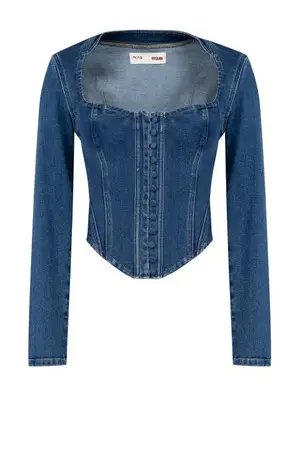 PCFG Corset Denim Top With Square Neckline