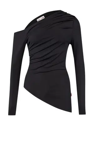 PCFG Draped Long Sleeve Top - Black