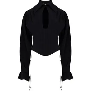PCFG Wool Blend Corset Blouse - Black