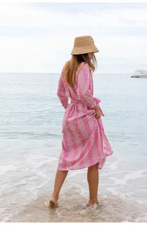 MER ST. BARTH Anouk Kaftan With Tropical Print - Sand