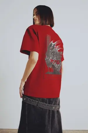 PCFG Printed Cotton Oversized T-shirt - Red