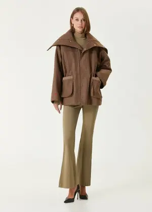 PCFG Wool & Cashmere Blend Checked Puffer Coat
