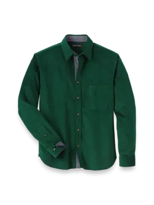 PAUL FREDRICK Cotton Corduroy Casual Shirt - Green
