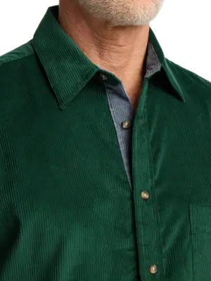PAUL FREDRICK Cotton Corduroy Casual Shirt - Green