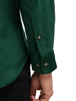 PAUL FREDRICK Cotton Corduroy Casual Shirt - Green