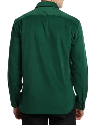 PAUL FREDRICK Cotton Corduroy Casual Shirt - Green