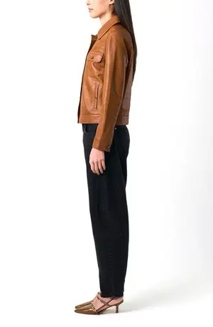 VELEZ Kalahari Leather Trucker Jacket - Honey